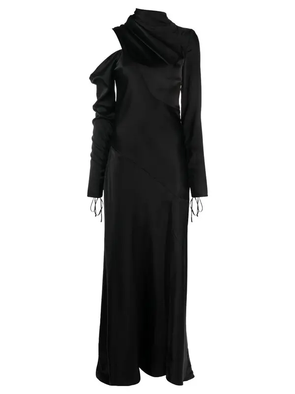 V:PM ATELIER Satin-finish Draped Gown - Black