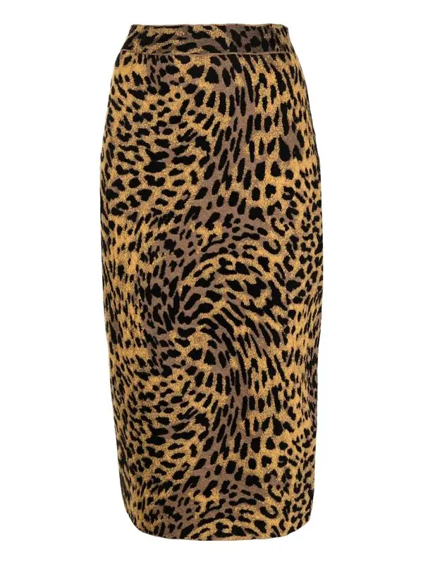 Stella McCartney Textured Leopard-print Pencil Skirt - Brown