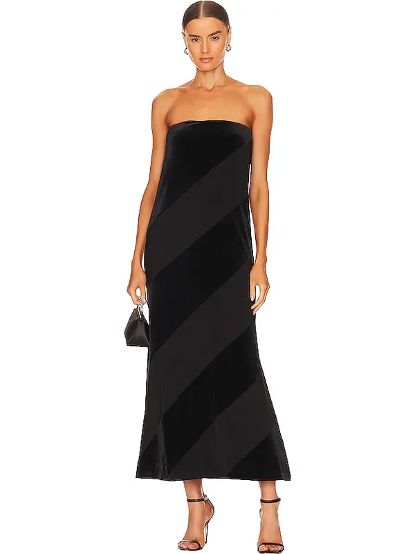 Norma Kamali Spiral Strapless Midi Dress - Black