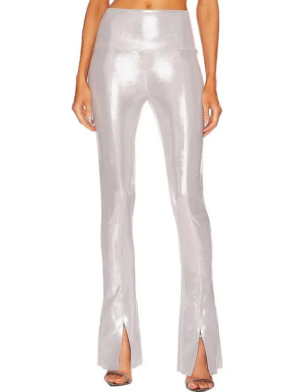 Norma Kamali Spat Legging In Metallic Grey - Silver