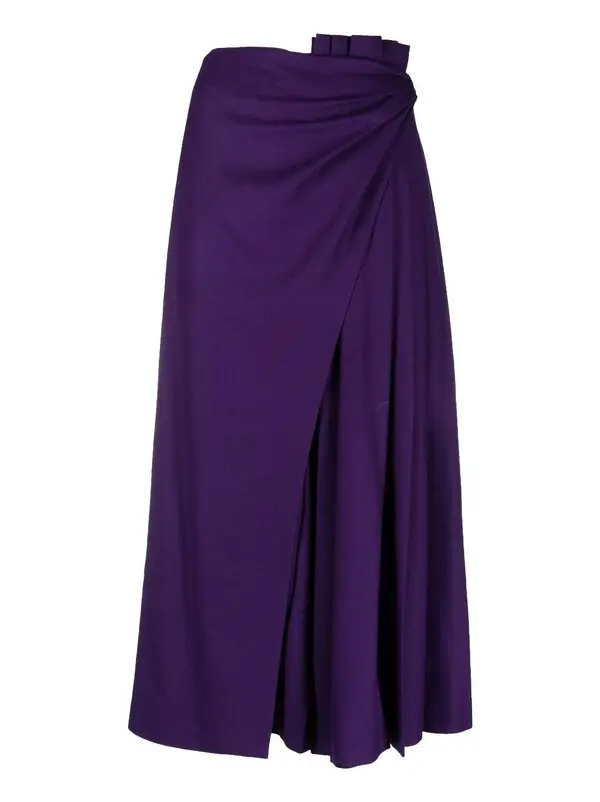 Alberta Ferretti Draped Stretch-wool Midi Skirt - Purple