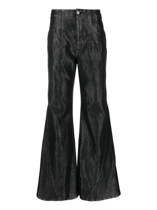 Alberta Ferretti Lurex Wide-leg Jeans - Black
