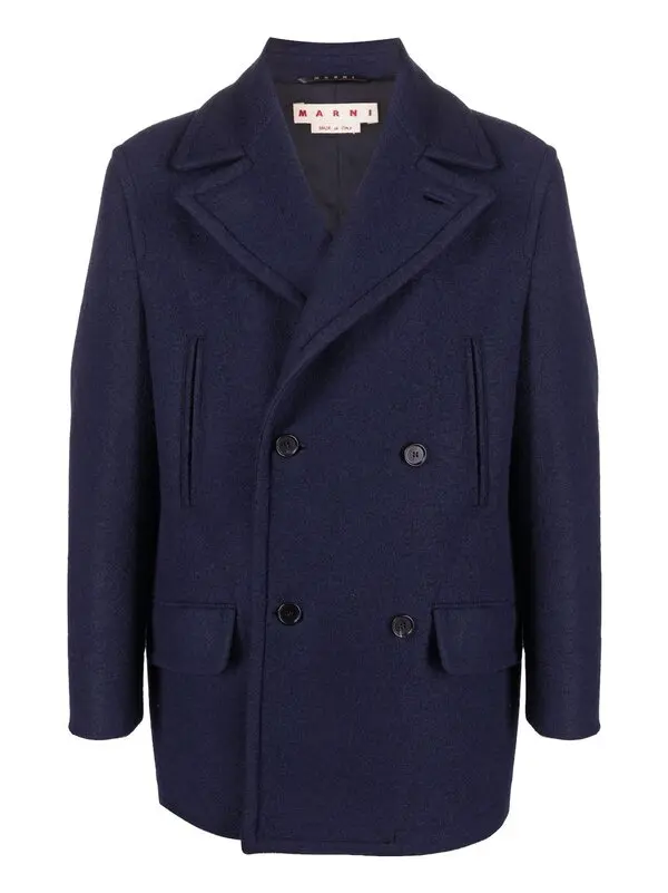 Marni Double-breasted Virgin Wool Coat - Blue
