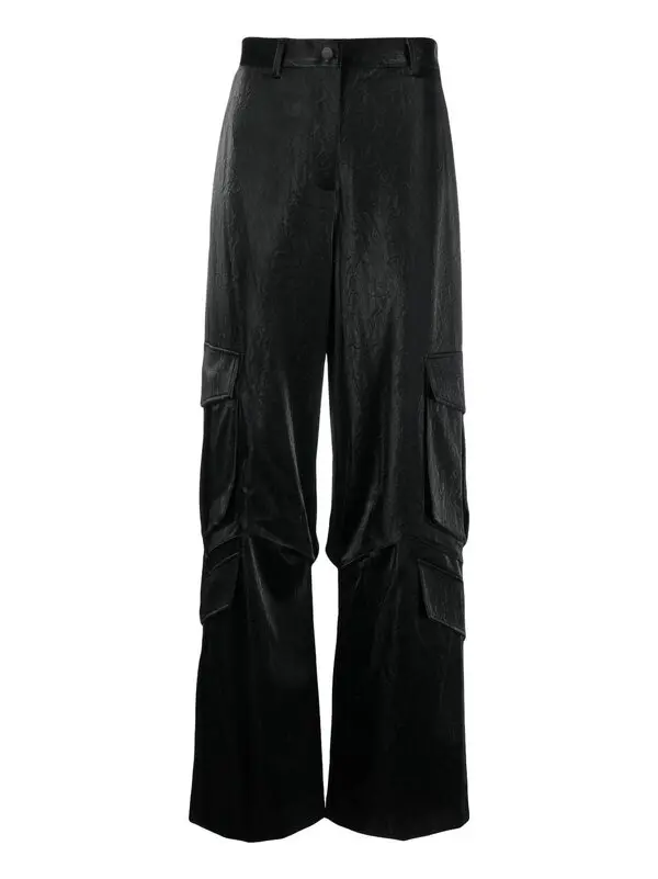 MSGM Crinkled-finish Cargo Trousers - Black
