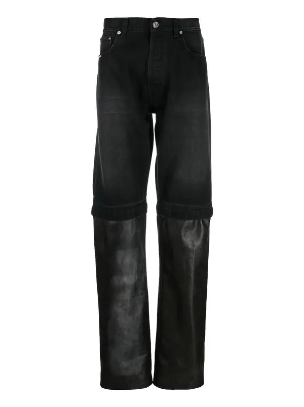 VTMNTS Bleach-panel Straight-leg Jeans - Black