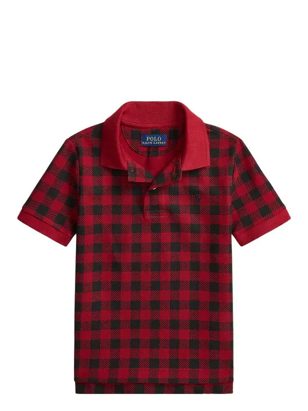 Ralph Lauren Buffalo Check Cotton Mesh Polo Shirt - Red