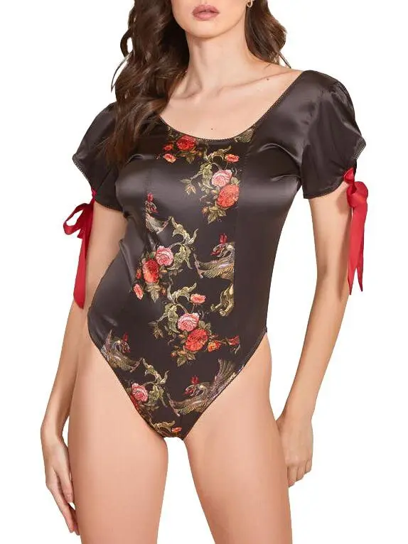 HAUTY Printed Satin Teddy - Red-black