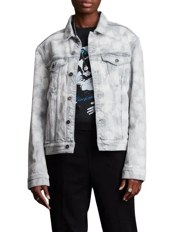 ALLSAINTS Jupp Stretch Cotton Denim Jacket - Bleached Grey