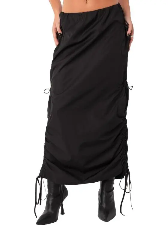 EDIKTED Nylon Cargo Maxi Skirt - Black
