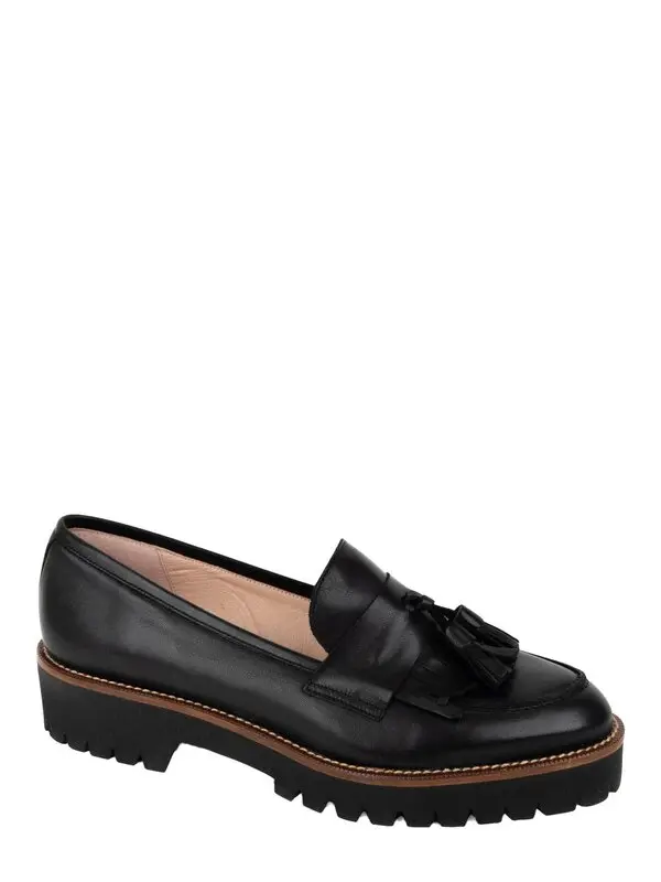 PATRICIA GREEN Beckham Tassel Lug Loafer - Black Napa