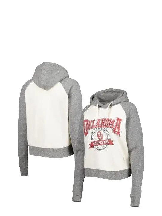 PRESSBOX Oklahoma Sooners Tri-bend Raglan Pullover Hoodie - White