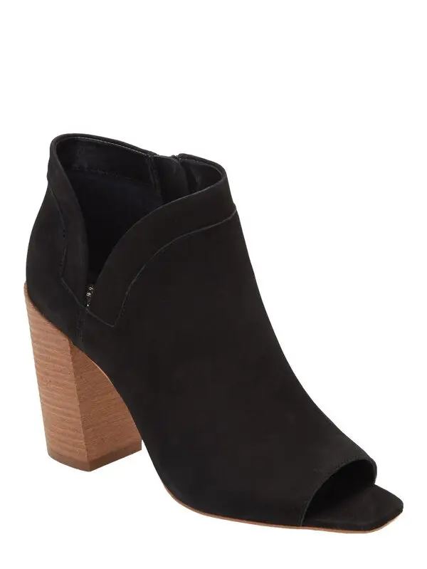Vince Camuto Fedrilla Open Toe Bootie - Black Nubuck Leather