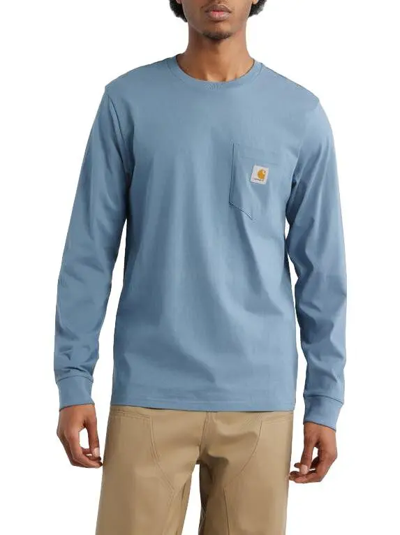 Carhartt Work In Progress Long Sleeve Pocket T-shirt - Velvet Blue