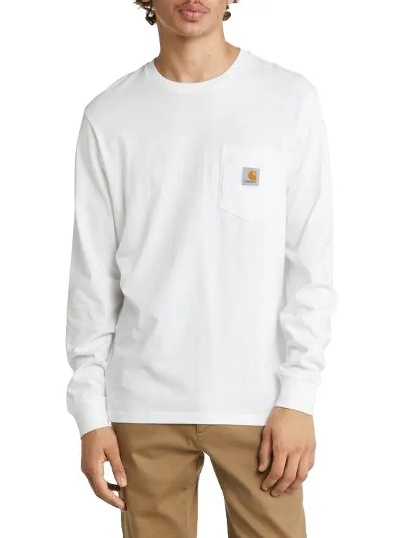 Carhartt Work In Progress Long Sleeve Pocket T-shirt - White