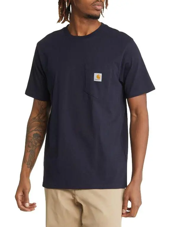 Carhartt Work In Progress Logo Pocket T-shirt - Dark Navy