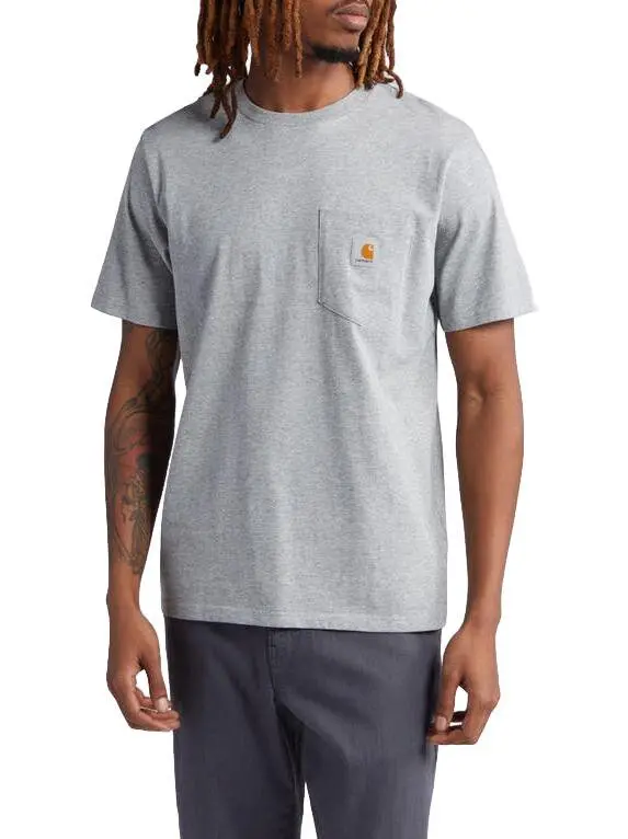 Carhartt Work In Progress Logo Pocket T-shirt - Grey Heather