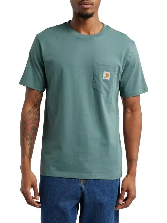 Carhartt Work In Progress Logo Pocket T-shirt - Silver Pine