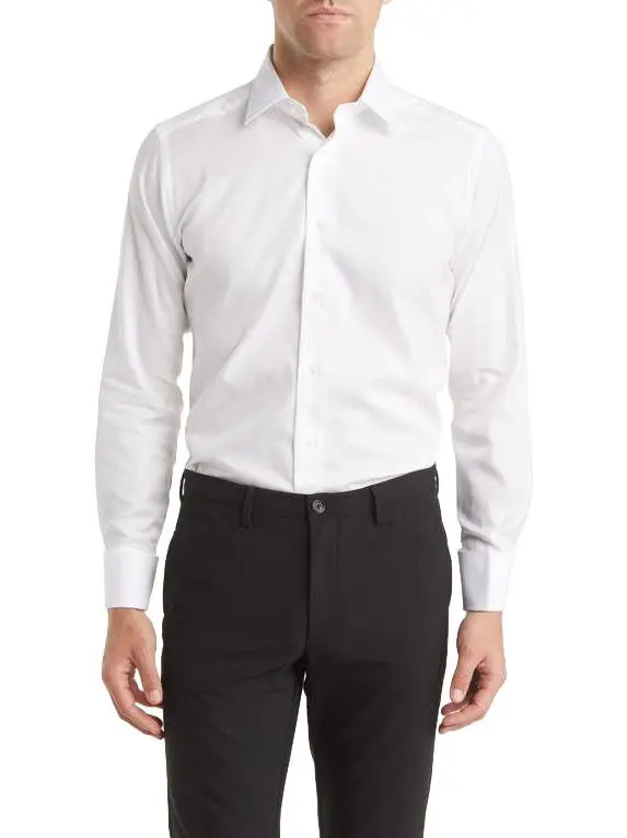 David Donahue Slim Fit Tuxedo Shirt - White