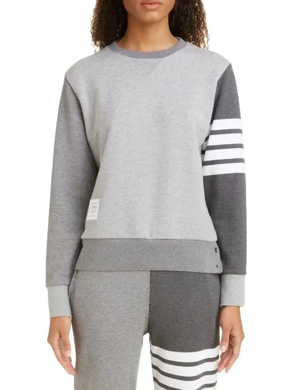 Thom Browne Four-bar Cotton Sweatshirt - Tonal Grey