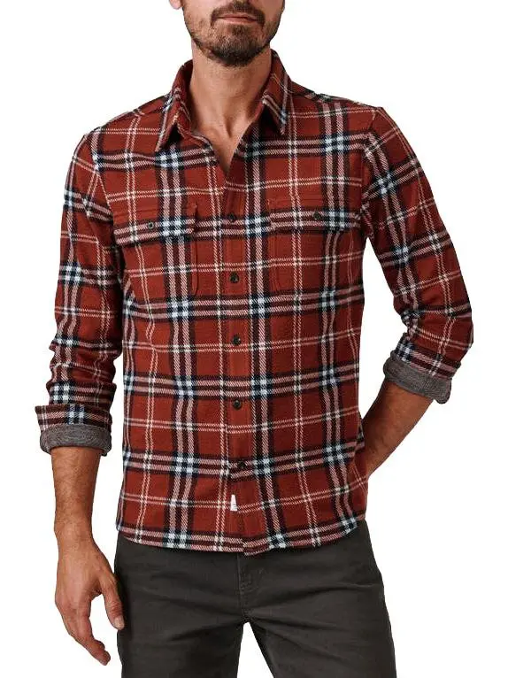 7 Diamonds Generation Plaid Stretch Flannel Button-up Shirt - Amber