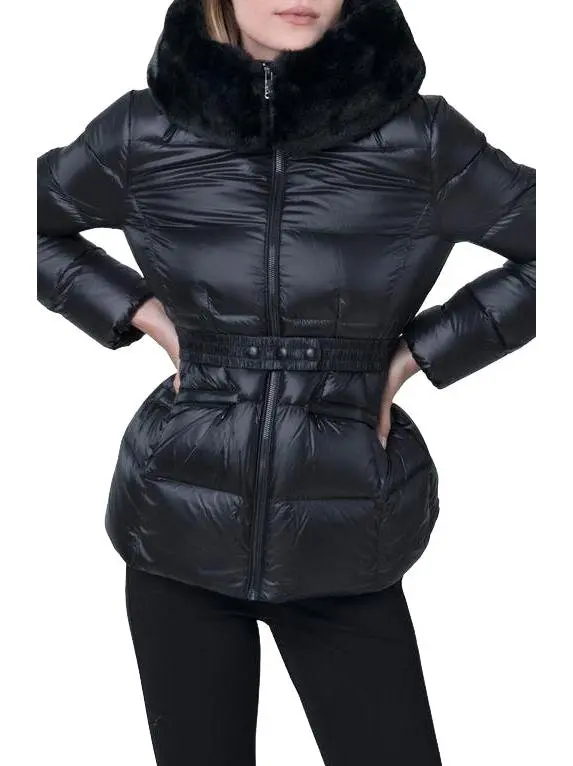 THE RECYCLED PLANET COMPANY Faux Fur Trimmed Puffer Jacket - Black