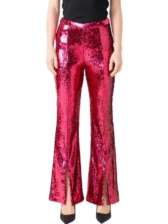 Endless Rose Sequin Flare Pants - Fuchsia
