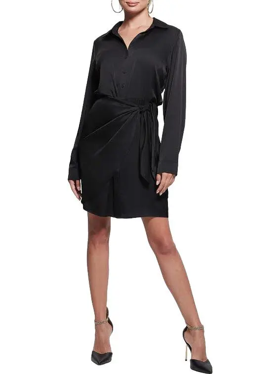 Guess Alya Long Sleeve Mini Shirt Dress - Jet Black