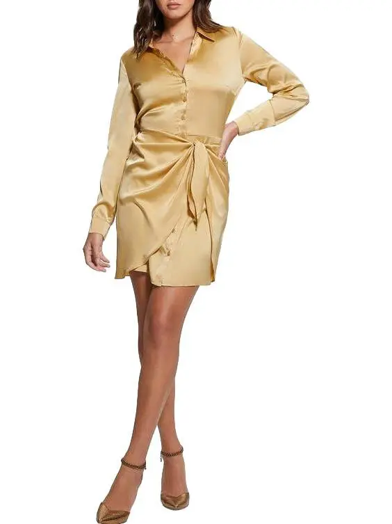 Guess Alya Long Sleeve Mini Shirt Dress - Yellow
