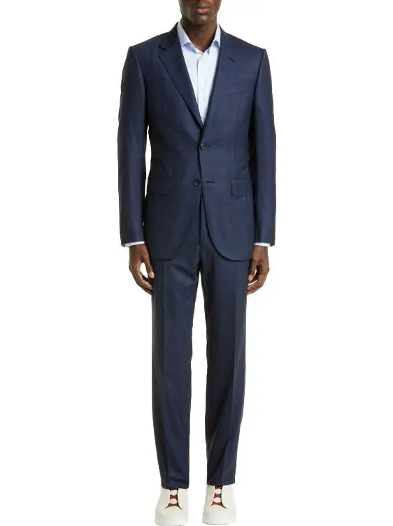Zegna Prince Of Wales Plaid Centoventimila Wool Suit - Navy