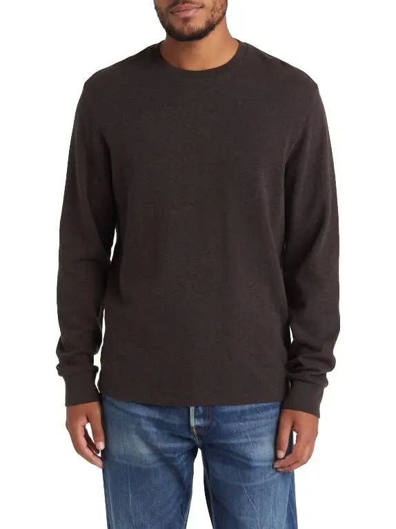 FRAME Duo Fold Long Sleeve Cotton T-shirt - Heather Espresso