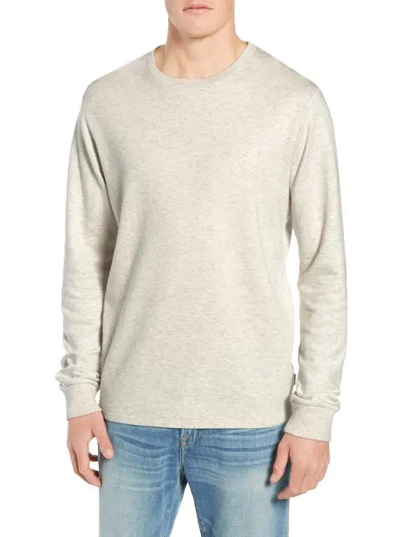 FRAME Duo Fold Long Sleeve Cotton T-shirt - Oatmeal Heather