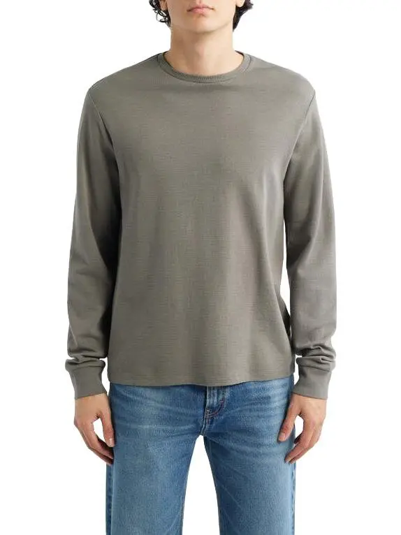 FRAME Duo Fold Long Sleeve Cotton T-shirt - Smoky Green