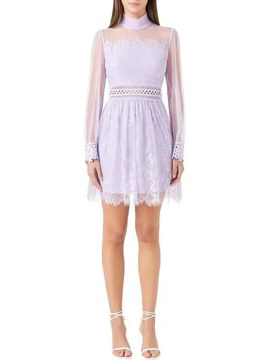 Endless Rose Mixed Lace Cocktail Dress - Lilac