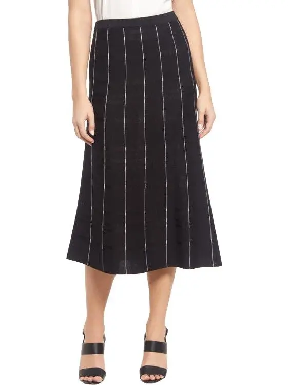 Ming Wang Stripe Stitch A-line Skirt - Black/white