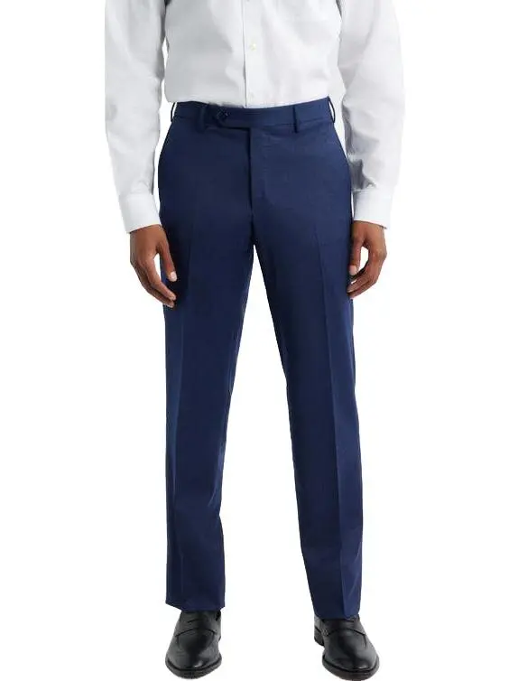 Zanella Parker Flat Front Stretch Wool Flannel Trousers - Atlantic Blue