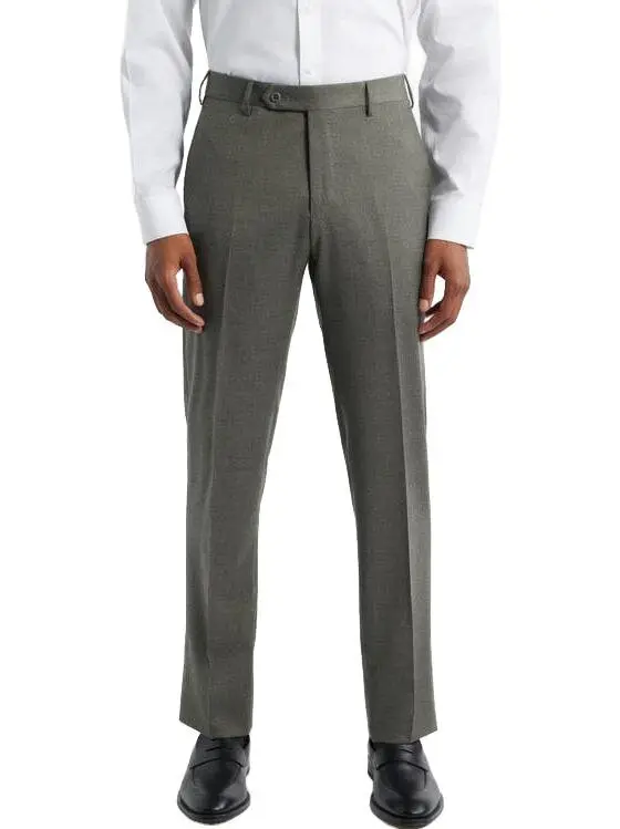 Zanella Parker Flat Front Stretch Wool Flannel Trousers - Sage