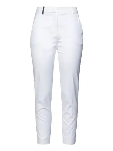Peserico Twill Skinny Pants With Leather Trims - White
