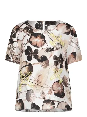 TRUSSARDI Floral-print Satin Top - White