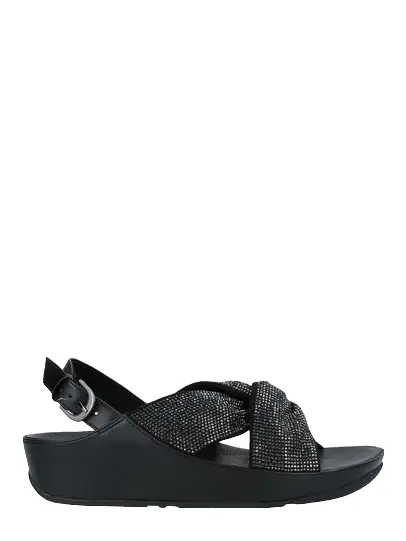 Fitflop Rhinestone Embellished Wedge Sandals - Black