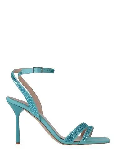 Liu Jo Embellished Satin Square Toe Cone Heel Sandals - Blue