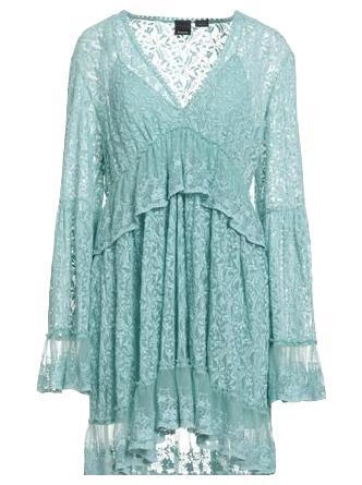 Pinko Mini Dress In Cotton And Viscose - Turquoise