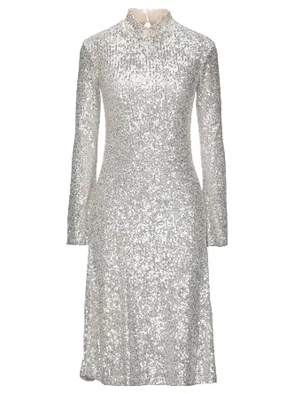 L' AUTRE CHOSE Sequined Tulle Midi Dress - Silver