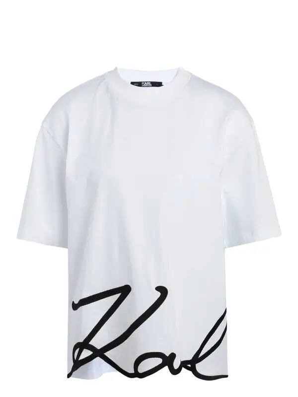 Karl Lagerfeld Signature Hem Organic Cotton T-shirt - White