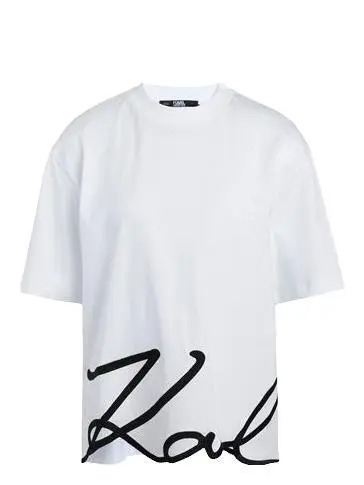 Karl Lagerfeld Signature Hem Organic Cotton T-shirt - White