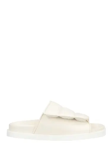 GIA BORGHINI Leather Slide Sandals - White