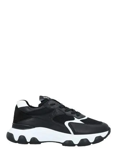 Hogan Sneakers In Soft Leather And Techno Fabric - Black
