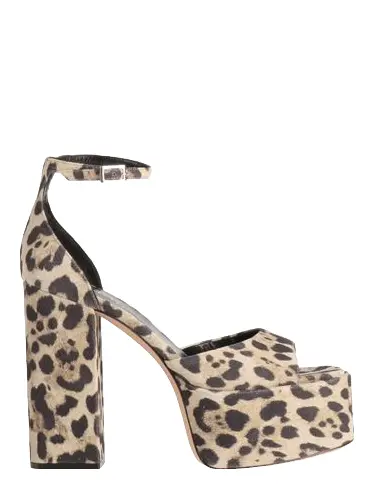 Paris Texas Leopard Print Sandals - Beige