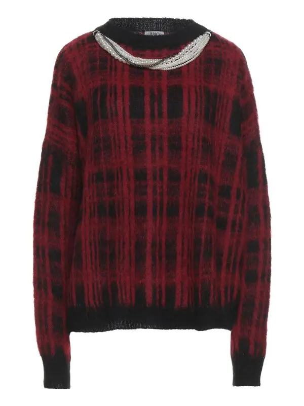 LIU •JO Tartan Pattern Knit Sweater - Red