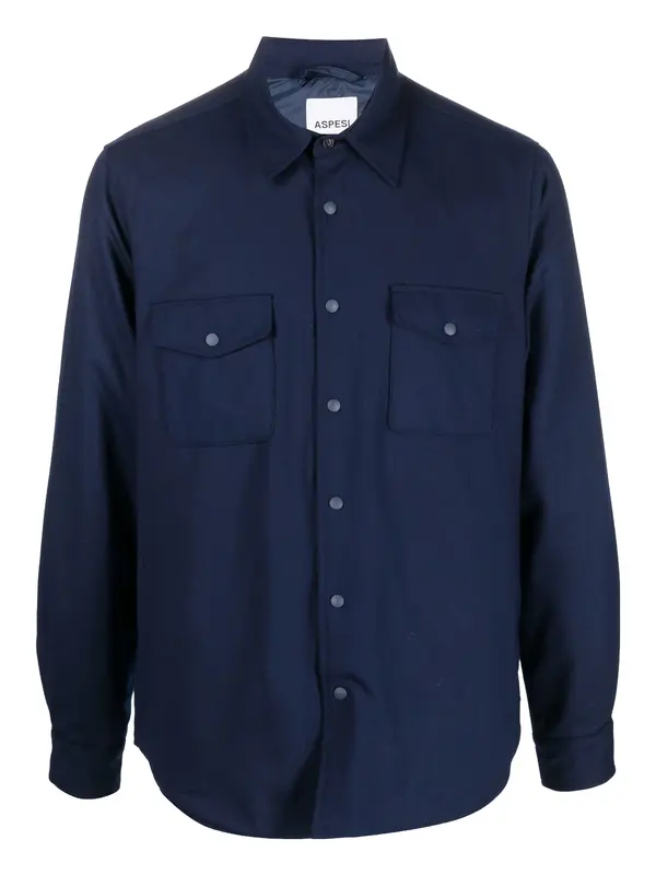 Aspesi Buttoned-up Long-sleeved Shirt - Blue