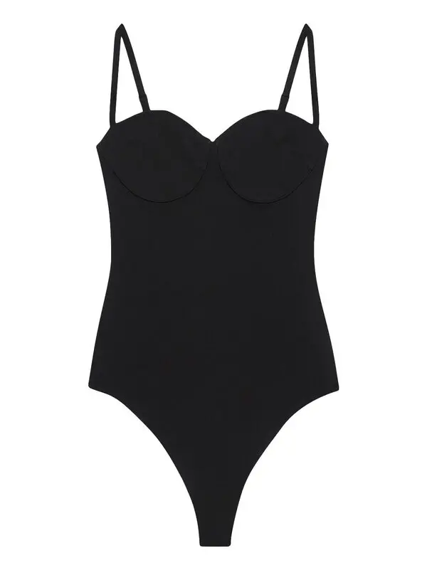 ANINE BING Via Underwired Jersey Bodysuit - Black